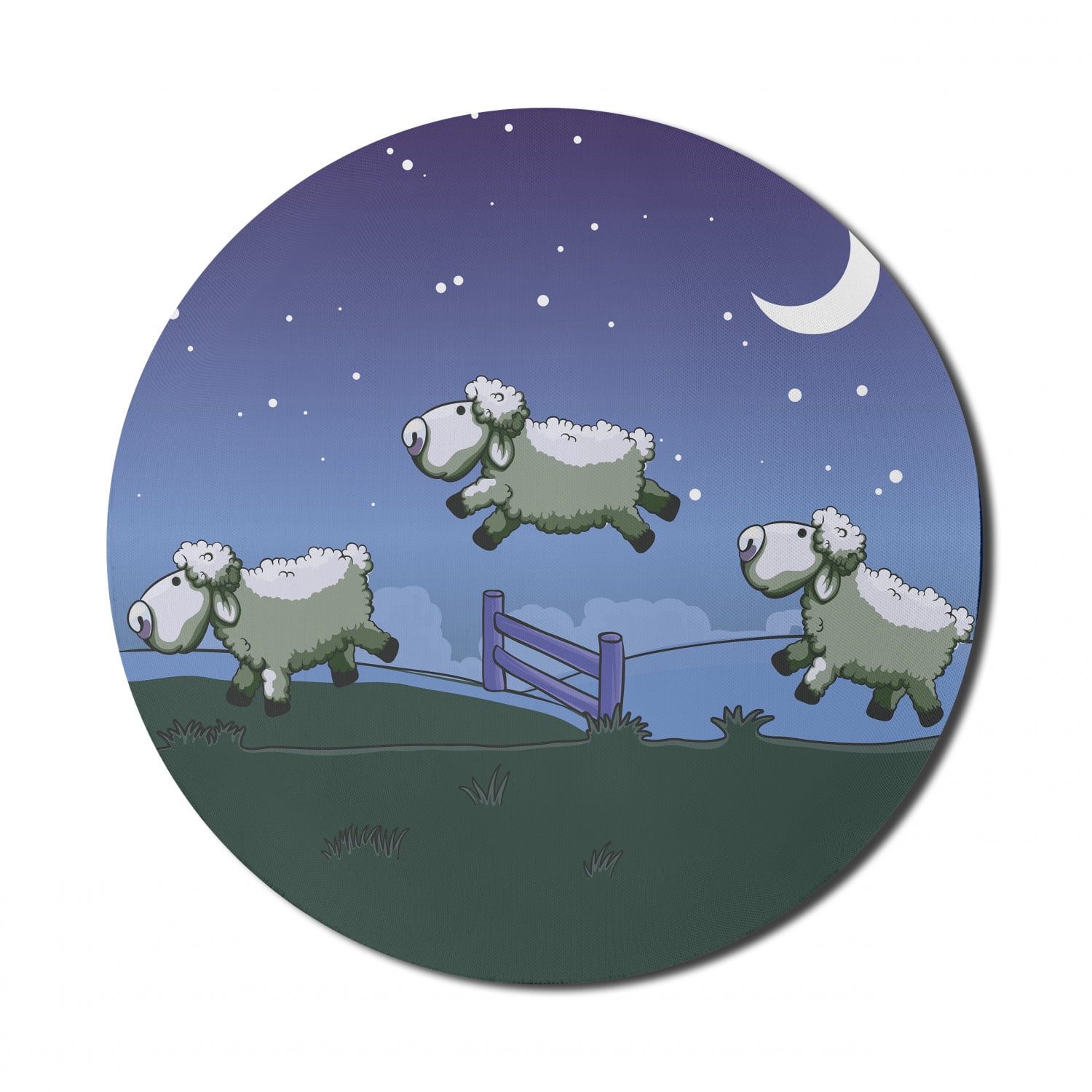 Cartoon Mouse Pad for Computers, Counting Sheep to Sleep Fluffy Farm ...