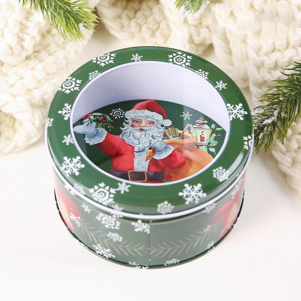 Buy Abcelit Christmas Themed Metal Round Tin Case Containers Cookie Tin ...