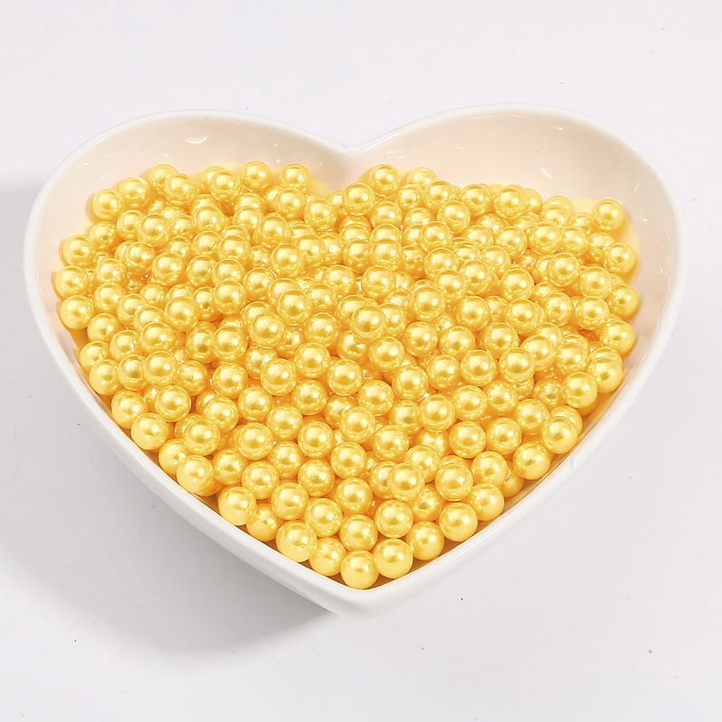 Feildoo Faux Pearl Beads, Glod 6mm ABS Pearl Craft Beads Loose Pearls ...