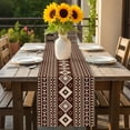Brown Boho Dining Table Runner, Moroccan Geometric Striped Folk Modern ...