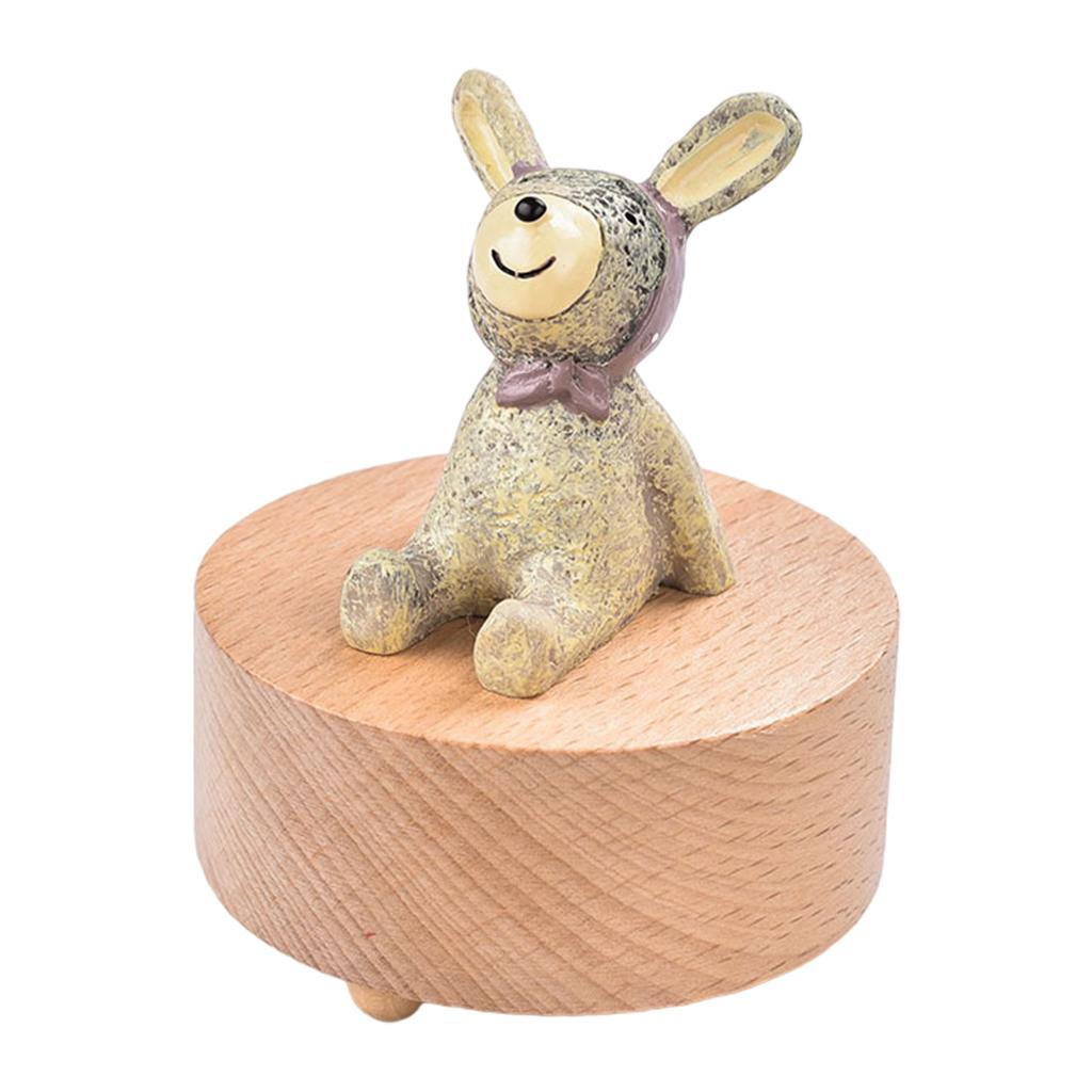 Wooden Music Box Animal Shapes Rotating Base Creative crafts Ornament ...