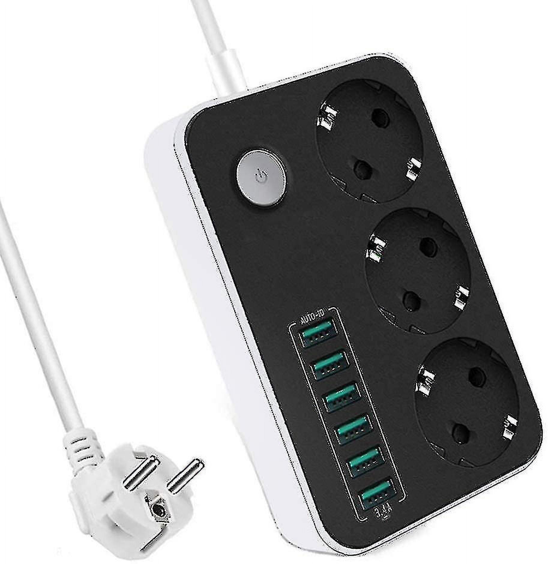 Regleta con 6 enchufes multifunción USB, 3 enchufes, enchufe con ...