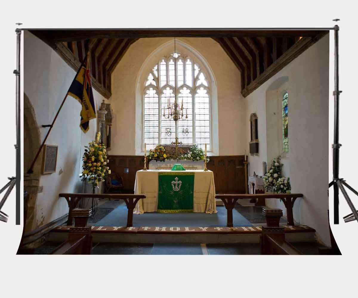 ABPHOTO Polyester 7x5ft Church Photography Backdrop White Wall ...