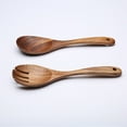 Solid Wood Serving Set - 26cm Rice Spoon & Fork Pair for Cooking, Pasta ...
