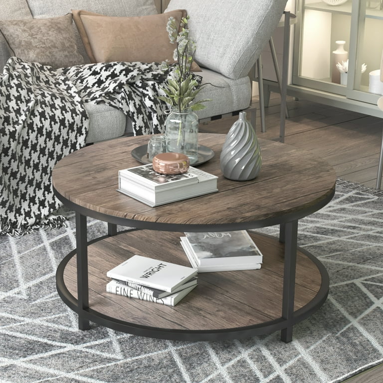 Dark Wood Round Coffee Tables