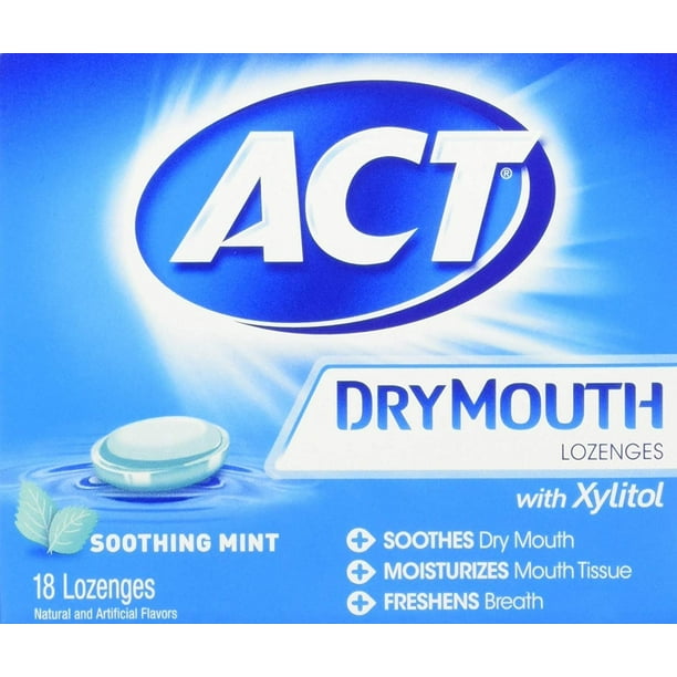 Act Dry Mouth Lozenges With Xylitol, Soothing Mint, 18 Lozenges, 2-Pack ...