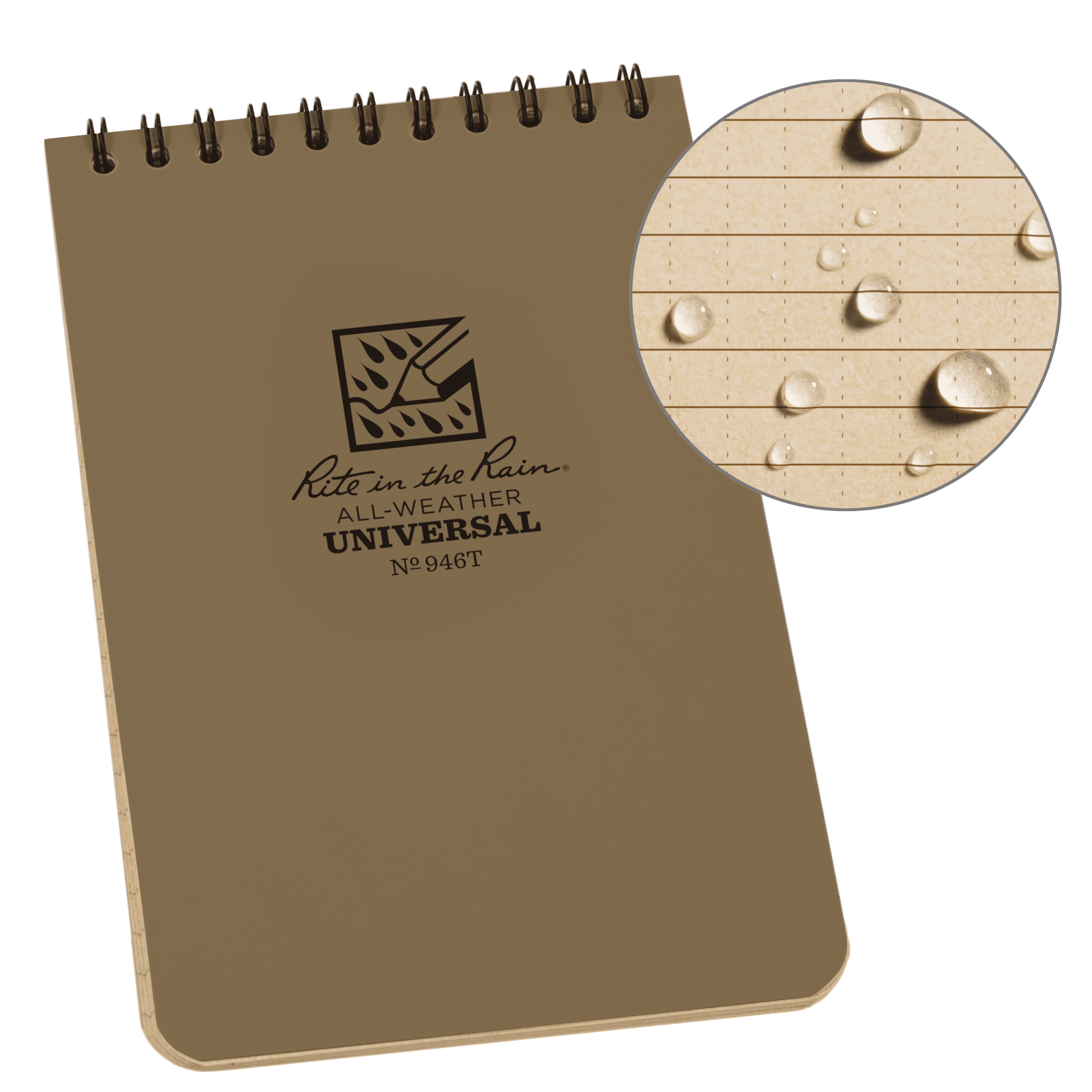 Rite in the Rain Weatherproof Top Spiral Notebook, 4" x 6", Tan Cover ...