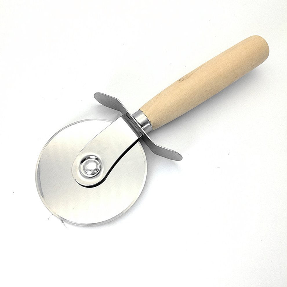 Round Pizza Cutter Stainless Steel With Wooden Handle Pizza Knife ...