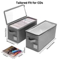 Stackable CD DVD Storage Cases 4-Pack Gray Media Organizer with Lid and ...