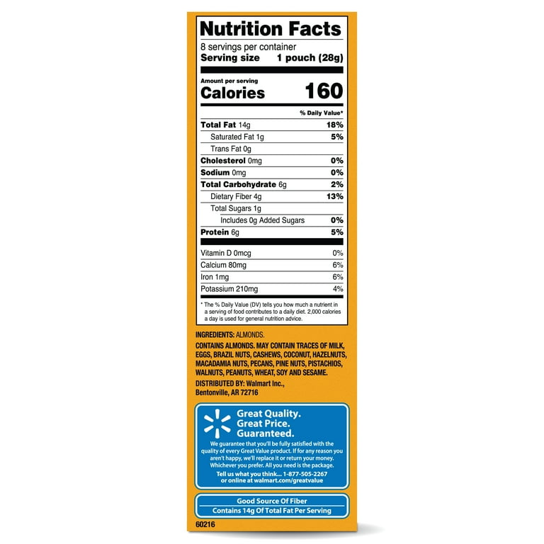 Almond Nuts Nutrition Label