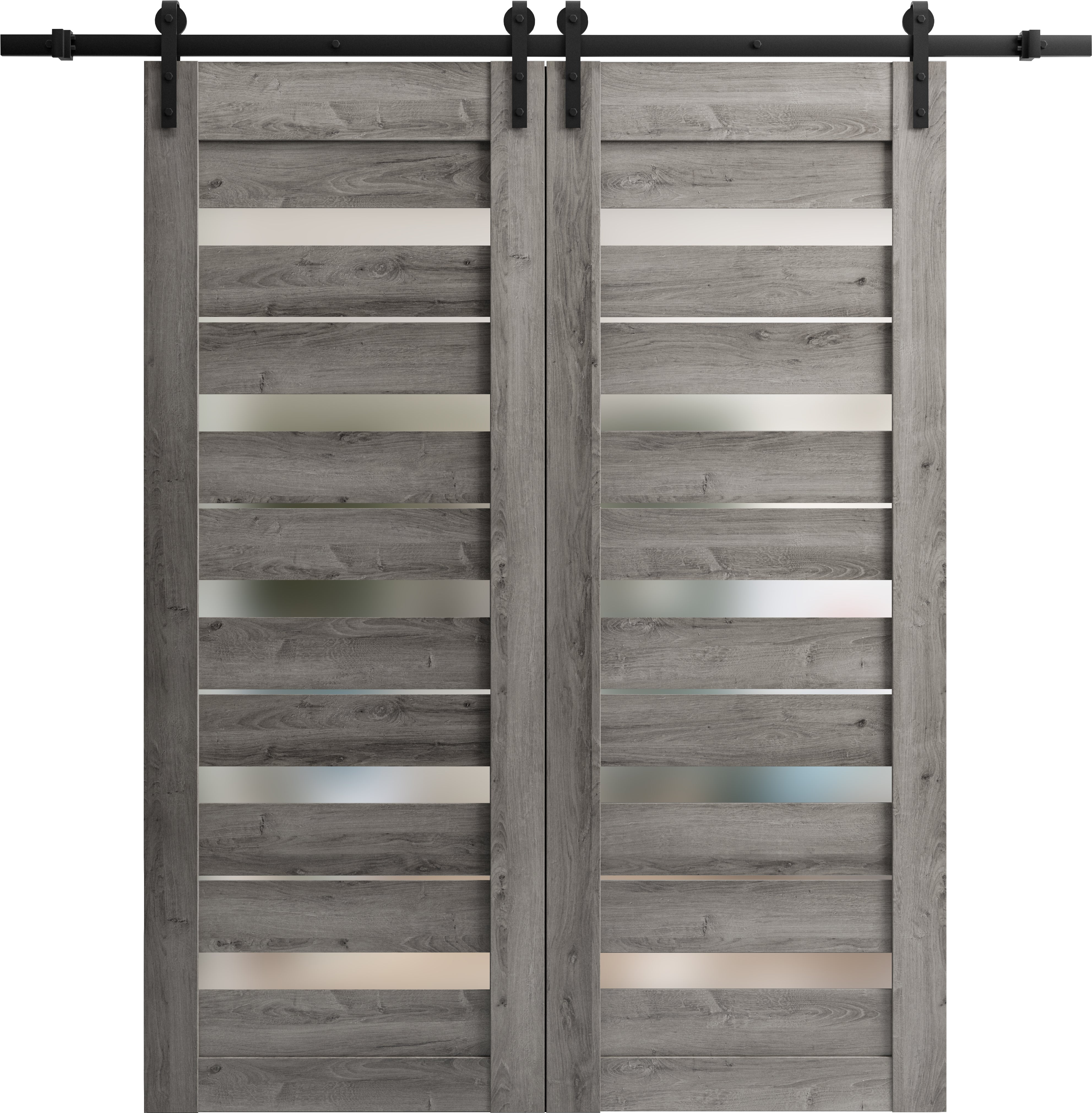 Sturdy Barn Door 36 x 96 inches | Lucia 2166 Matte Black Clear Glass ...