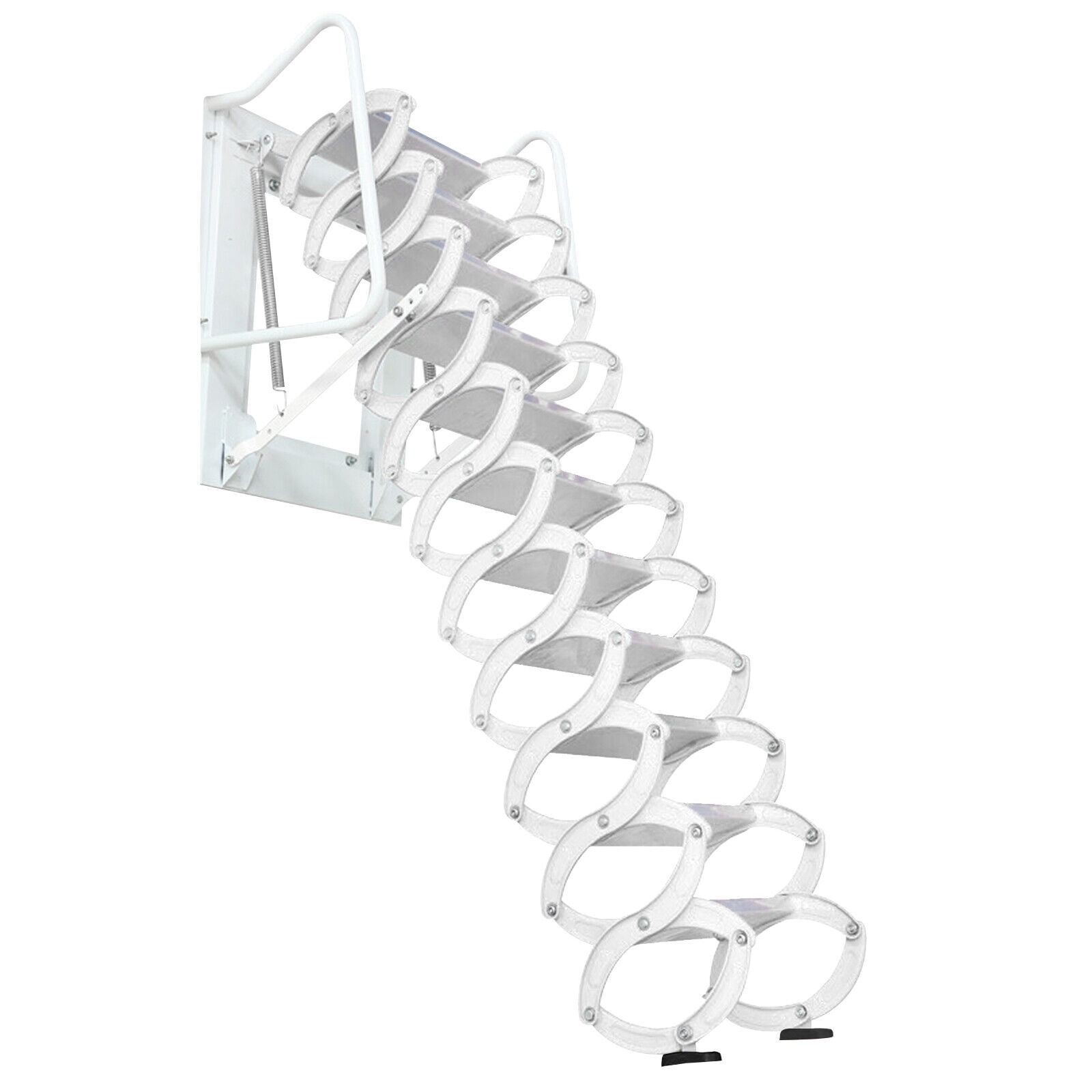 Flkoendmall 9.85ft Wall Mounted Folding Ladder Loft Stairs Attic (White ...