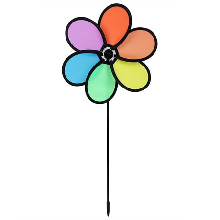 Noref DIY Multicolor Flower Windmill Pinwheel Whirligig Garden Windmill ...