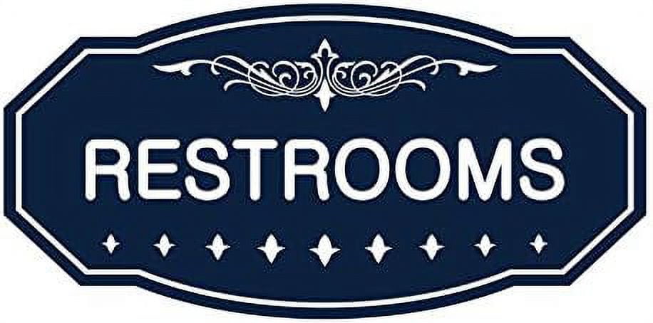victorian restrooms sign (navy blue/white) - large - Walmart.com