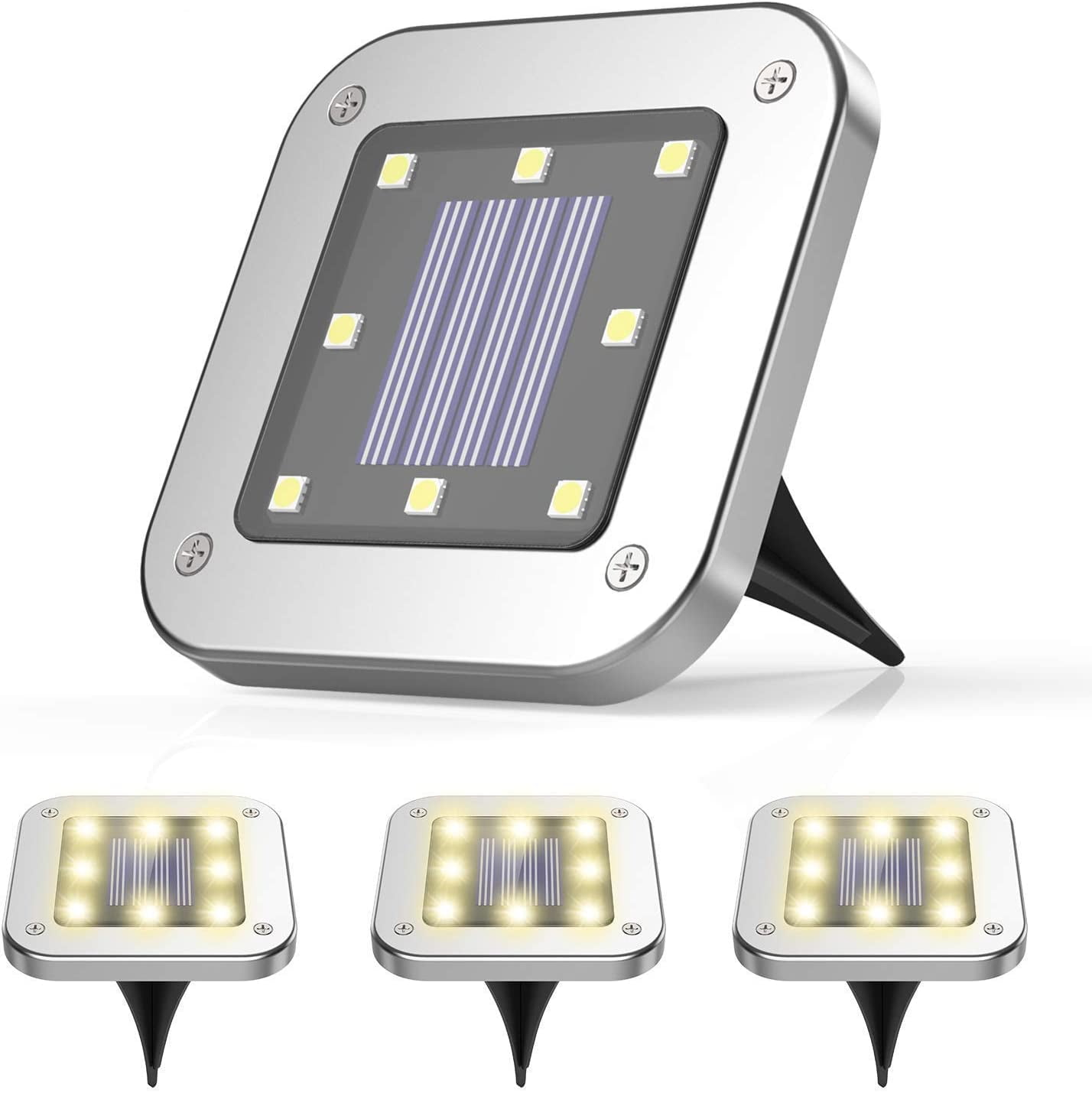 LINLIN Solar Square Disk Lights, Waterproof 4-Pack 8LED Cube Solar ...