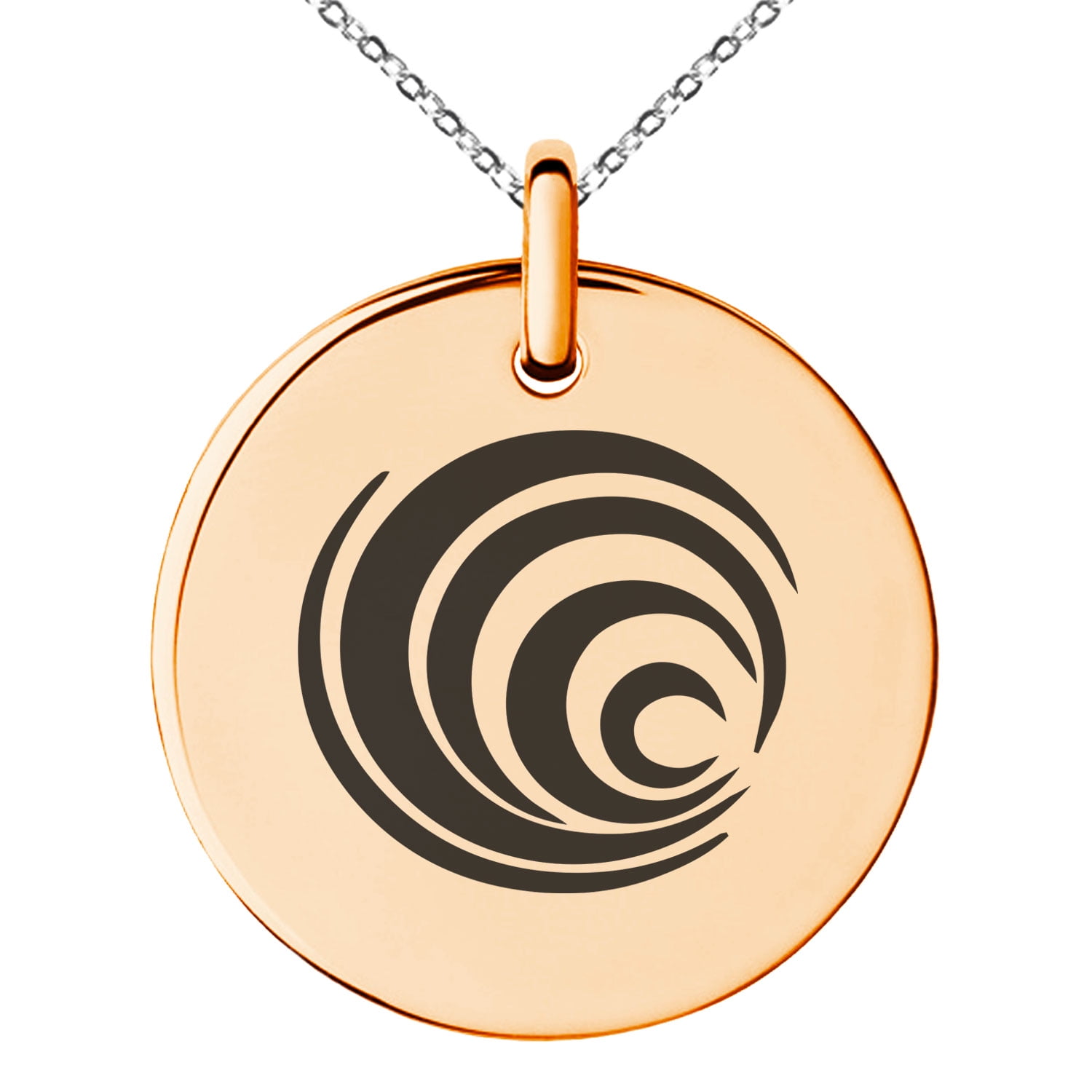 Stainless Steel Elemental Water Nation Engraved Small Medallion Circle ...