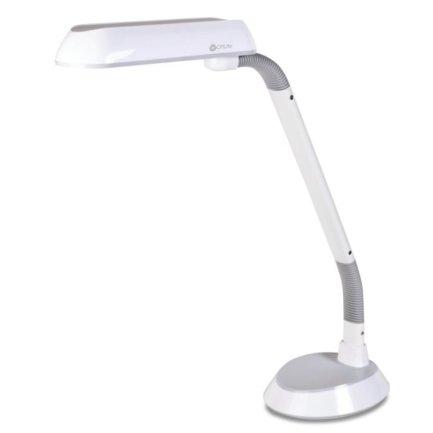 Ottlite 18 Watt FlexArm Plus Desk and Clamp Lamp, White and Gray, for ...