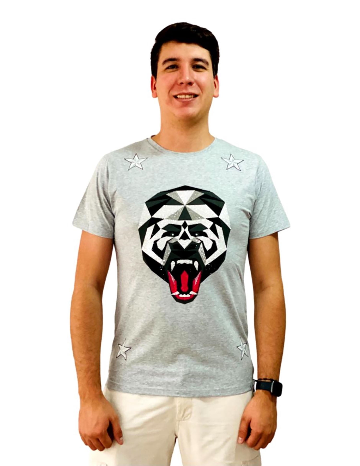 Playera Moda&Pritex Estampado con piedras, corte slim, tela spandex ...