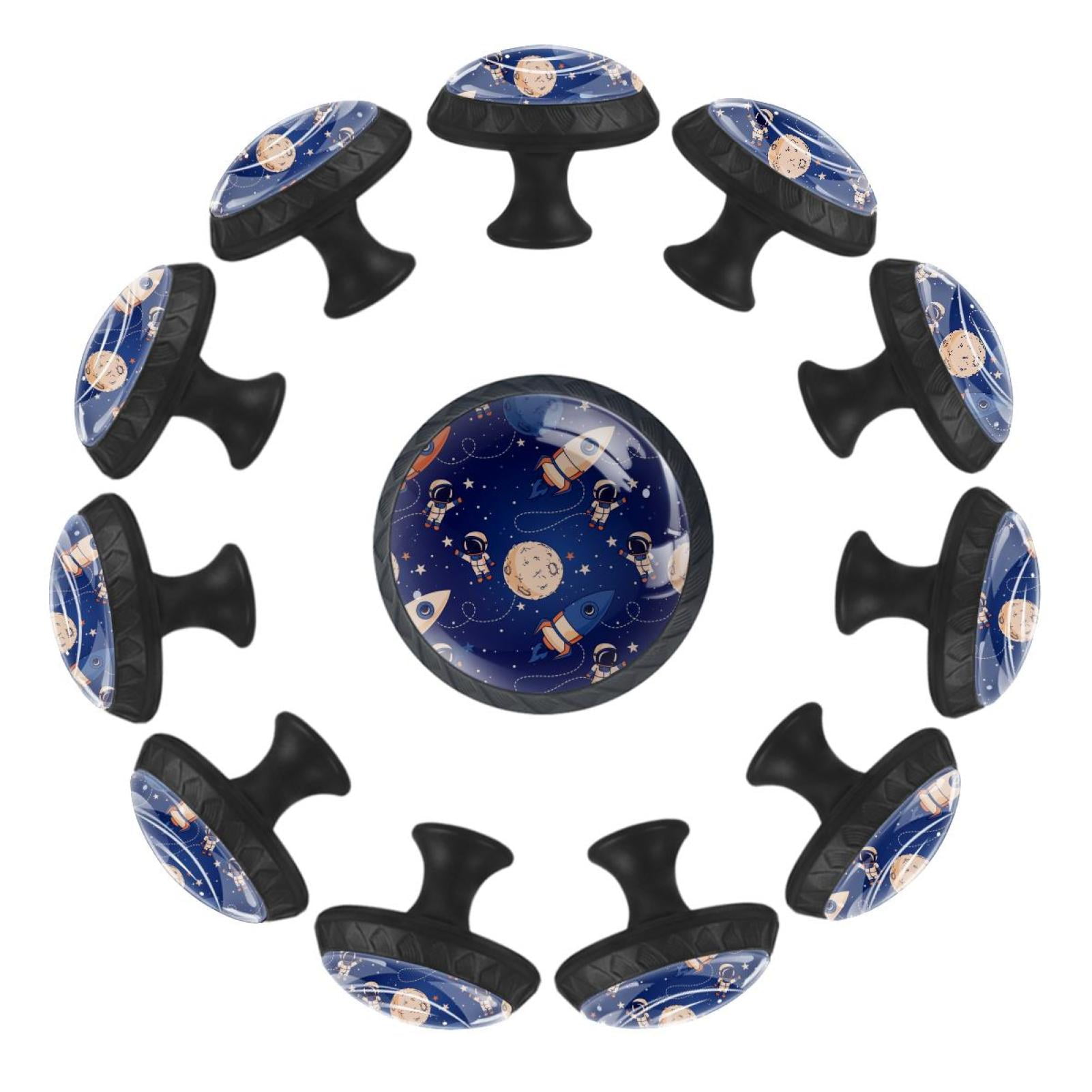 12 Pack Round Crystal Glass Knobs Astronaut Space Rockets Pull Handle ...