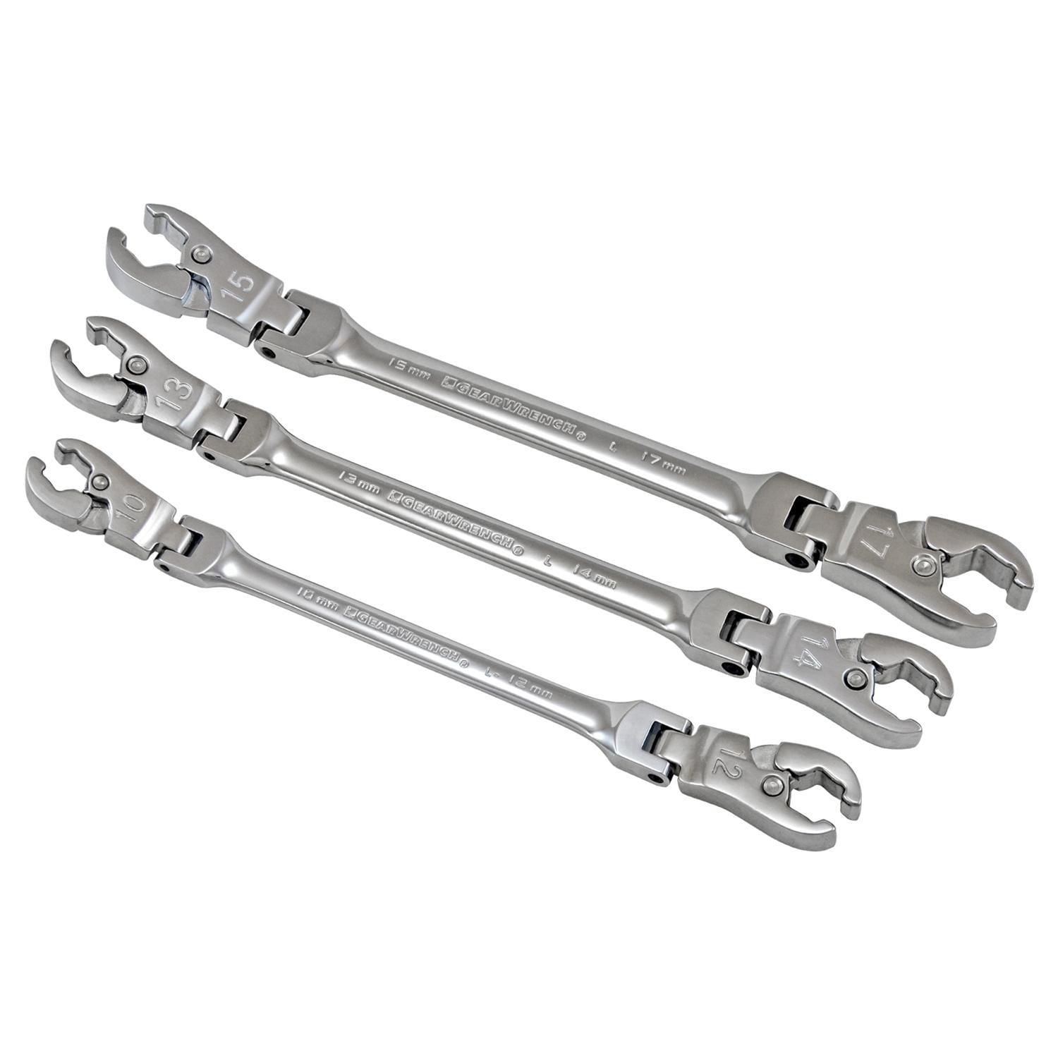 Gearwrench 3 Piece Ratcheting Flare Nut Wrench Set Metric Sizes 10 12
