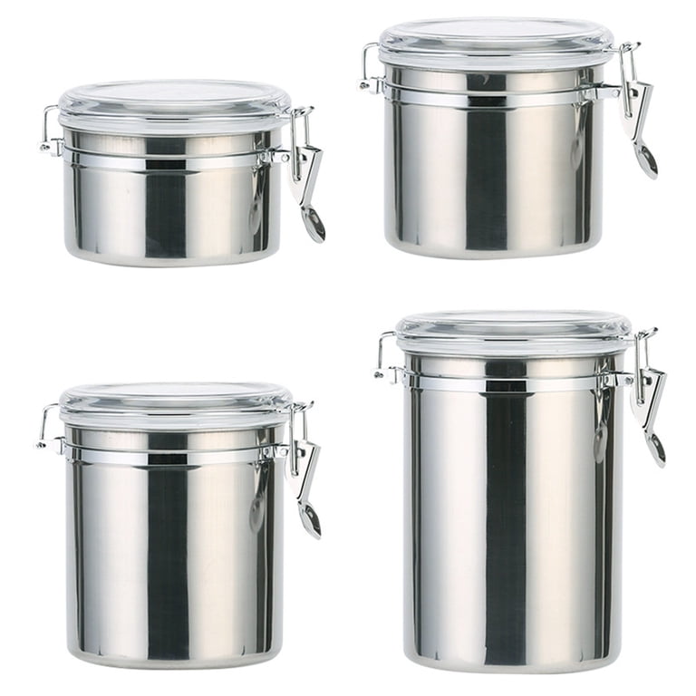 Kitchen Canisters Set Of 4 Stainless Steel Airtight Canister Set With ...