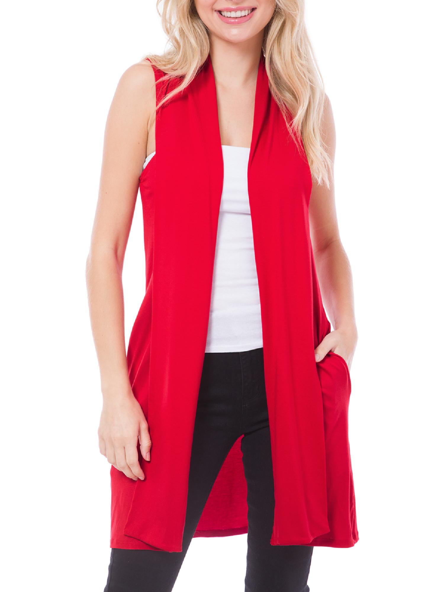 MixMatchy Women's Open Front Draped Heavyweight Cardigan Long Vest With ...