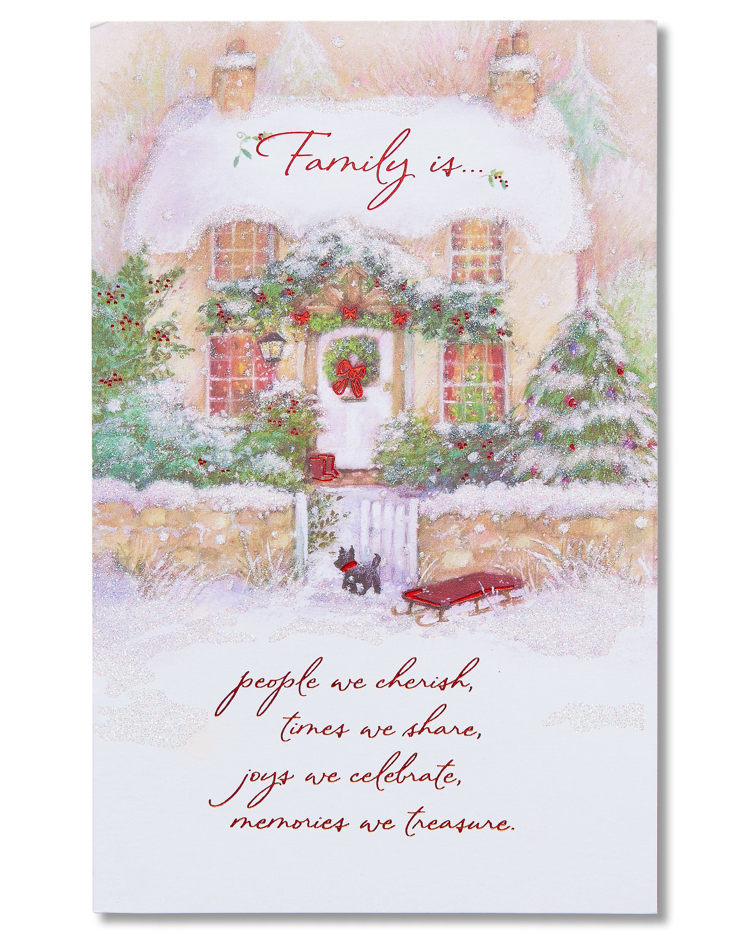 American Greetings Family Is Christmas Card with Glitter - Walmart.com