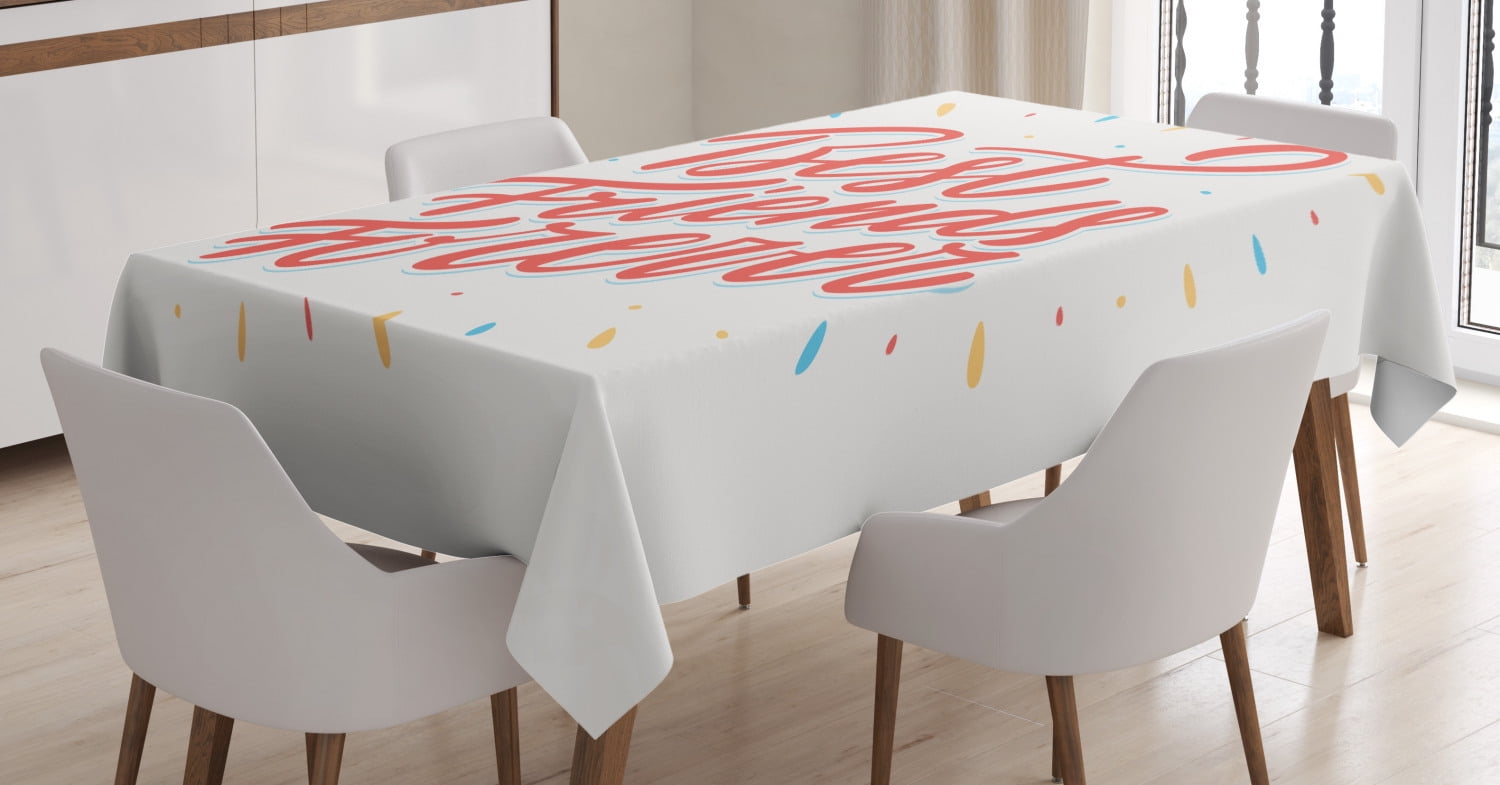 Best Friend Tablecloth, Best Friends Forever Cursive Lettering Cute ...