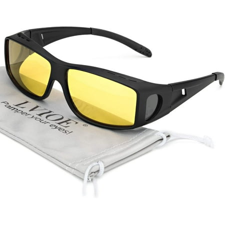 Wrap Around Night Vision Glasses, Fit Over escription Glasses with HD ...