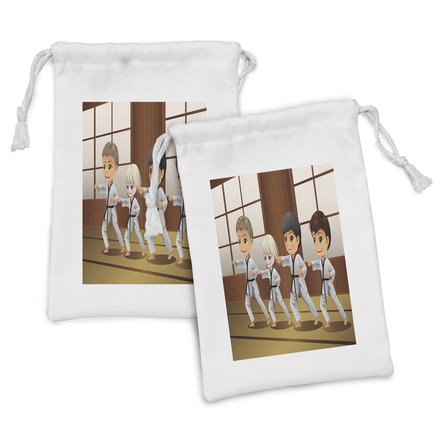 Karate Fabric Pouch Set of 2, Practicing Self Defence Martial Arts in ...