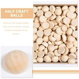 Half Craft Balls 200Pcs Natural Half Wooden Balls Unfinished Wood Balls ...