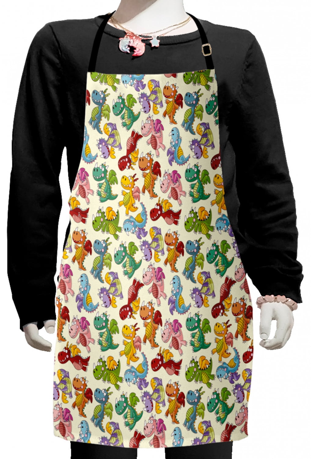 Dragon Kids Apron, Cartoon Fire Dragons Silly Expressions Colorful ...