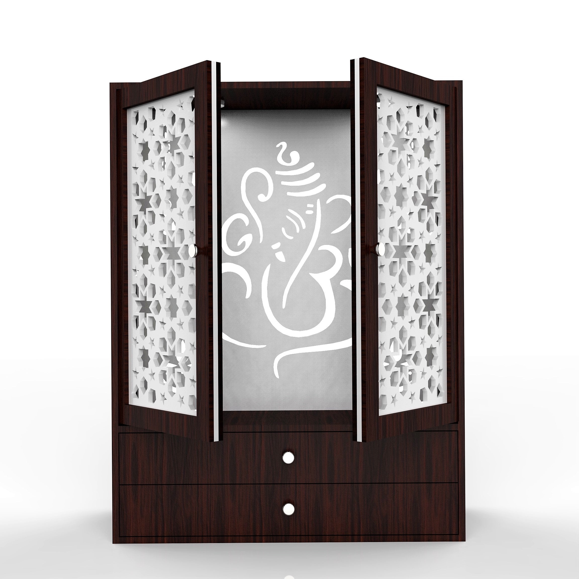 Wooden Temple For Home /Mandir With Doors And Cabinet Storage/ Pooja ...