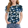 AHTJRT Girls Camo Shirts Crew Neck Short Puff Sleeve Tee Tops Fashion ...