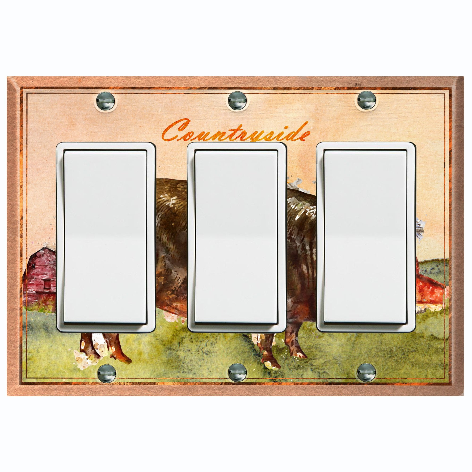 Metal Light Switch Plate Cover Cute Countryside Pig Animal Farm ANM005 ...