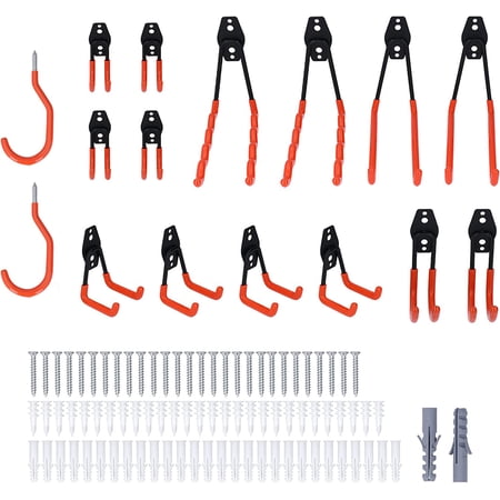 16Pcs Garage Hook Set Iron PVC Garage Storage Tool Hangers Wall Hooks ...