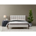Omax Decor Exton Upholstered Platform Queen Bed in Cream Fabric ...