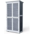 Lofka Lockable Outdoor Storage Cabinet, Wooden Garden Shed with Shelves ...