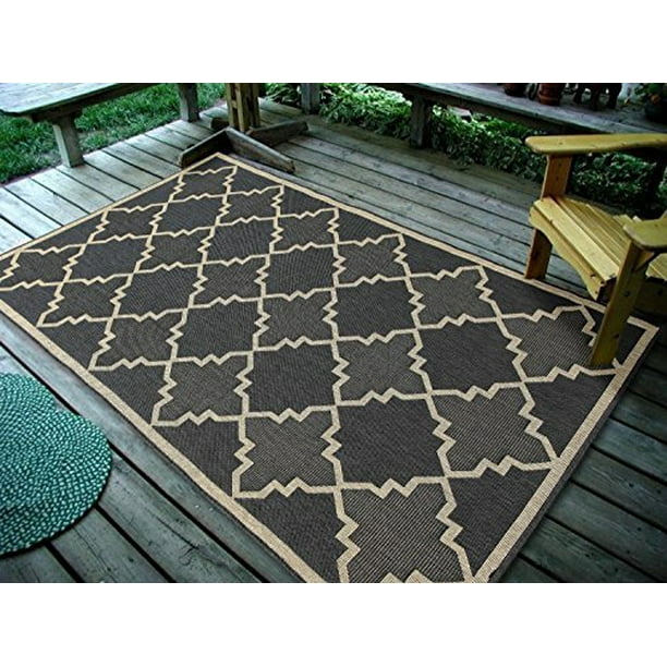 6'7" x 9'7" Contemporary Geometric Trellis, Charcoal Indoor & Outdoor ...