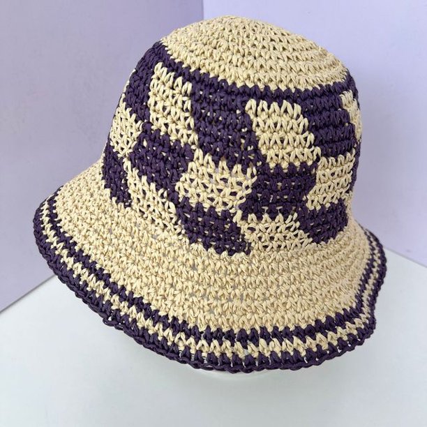 Cocopeaunts Summer Handwoven Straw Yarn Crochet Sun Hat Women Beach
