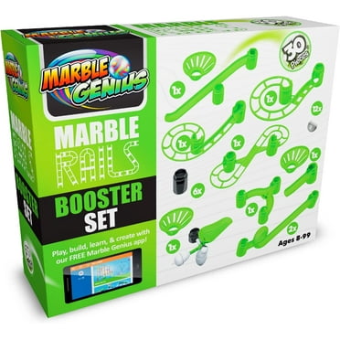 Marble Genius Glow Marble Run: 50 Marbles (26 Plastic, 12 Glass, 12 LED ...