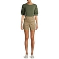 Time and Tru Women's Pull-On Stretch Denim Shorts with Waist Cuff ...