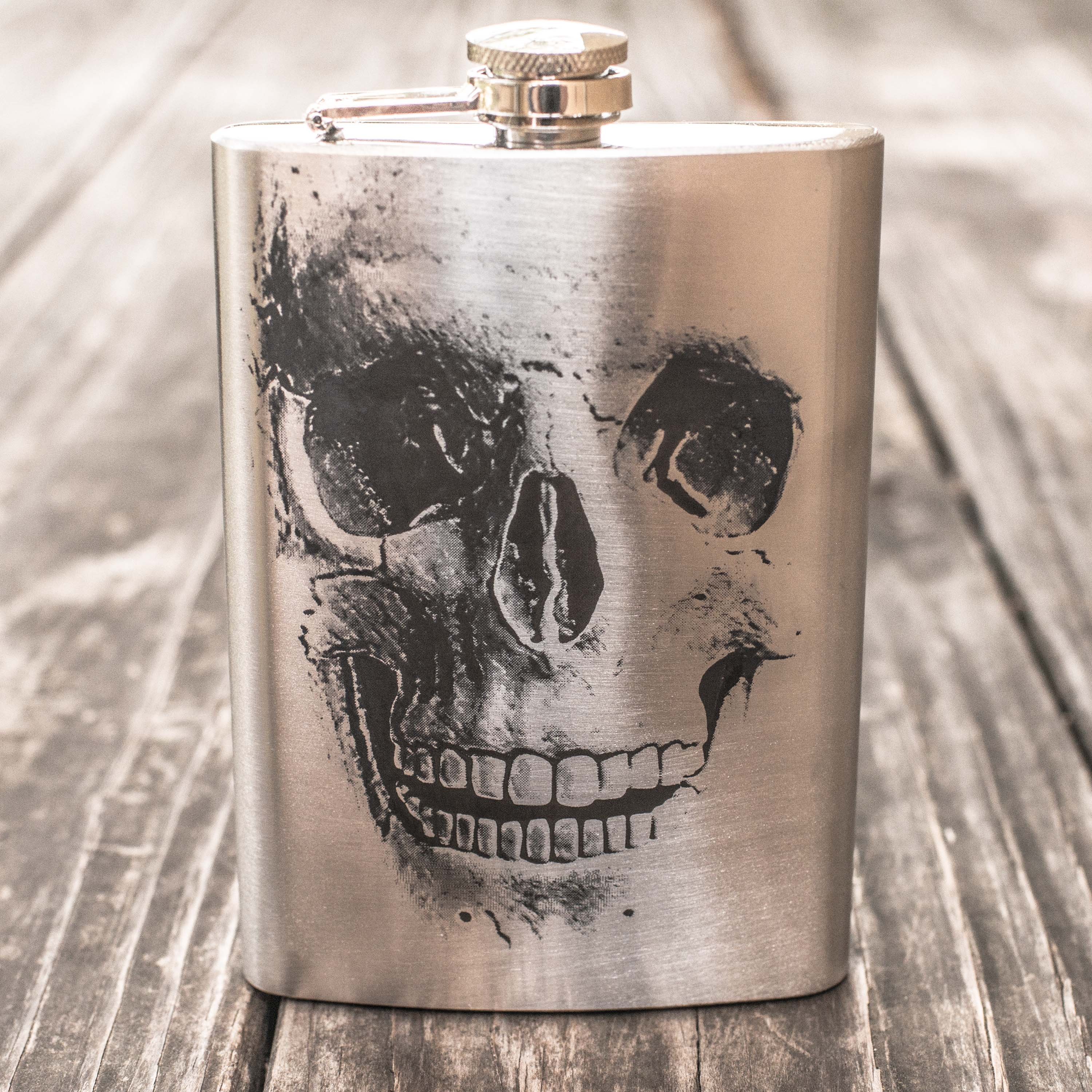Hip Flask Hand Made Embossed Pirate Skull and Crossed Swords 6 oz ...