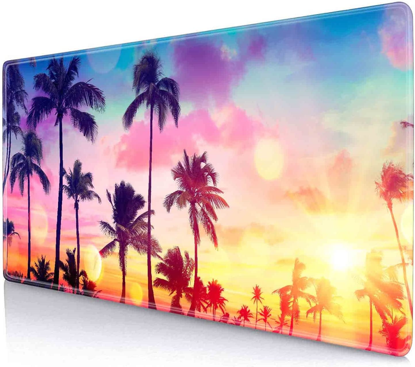 Tropical Palm Trees Mouse Pad, Summer Sunset Vintage Large Mouse Pads ...