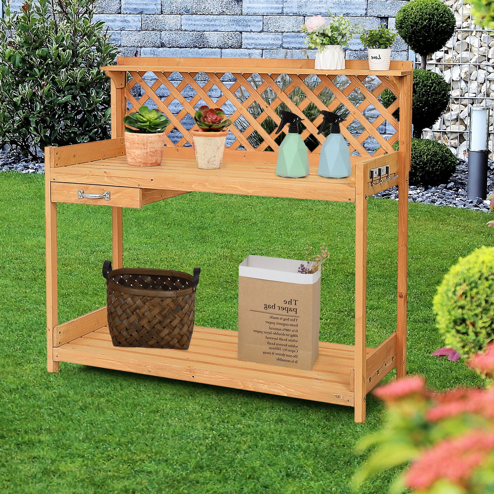 SamyoHome Outdoor Potting Bench Table Garden Work Bench Potting Table ...
