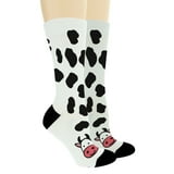 ThisWear Black & White Cow Print Novelty Crew Socks, 1-Pair, Perfect ...