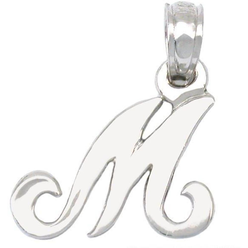 Cursive Letter "M" Charm 14k White Gold 13.5mm - Walmart.com