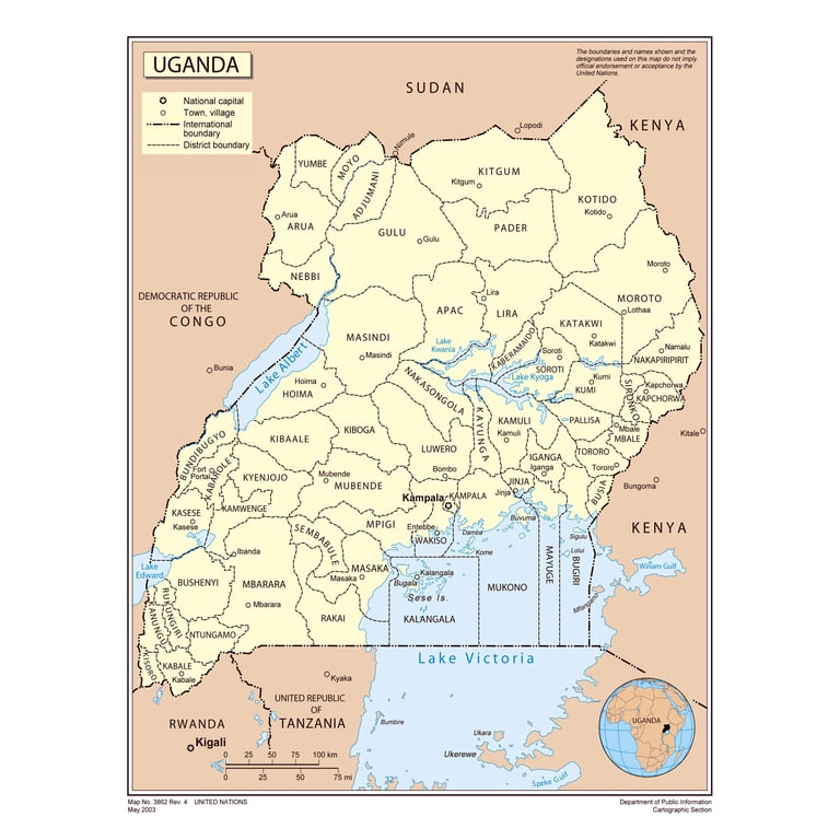 Large Detailed Political And Administrative Map Of Uganda With Major