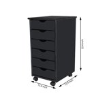 Adeptus Original Roll Cart Solid Wood 6 Drawer Roll Cart Black