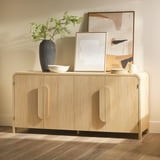 Walker Edison Modern 64" Sideboard with Rounded Edges, Coastal Oak ...